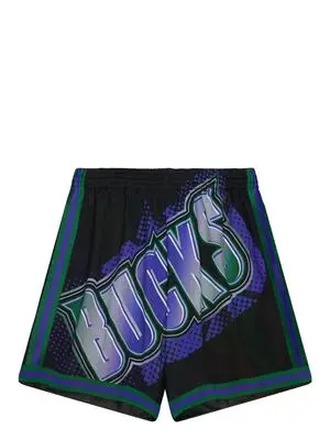Mitchell & Ness Milwaukee Bucks Big Face Shorts - Black