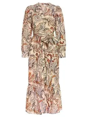 MARIE OLIVER Paisley-print Belted Maxi Dress - Neutrals