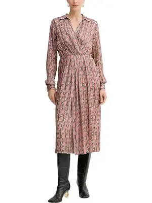 FRACOMINA Patterned Long-sleeve Midi Dress - Pink