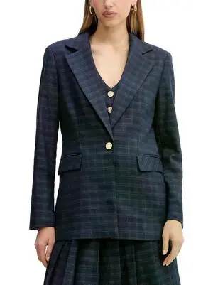 FRACOMINA Single-breasted Checked Blazer - Blue
