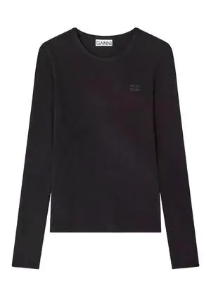 GANNI Rib Long-sleeve T-shirt - Black