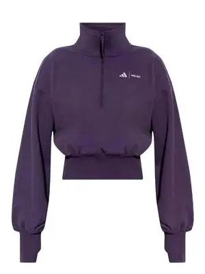 Adidas Ribbed Zip-up Sweater - Purple
