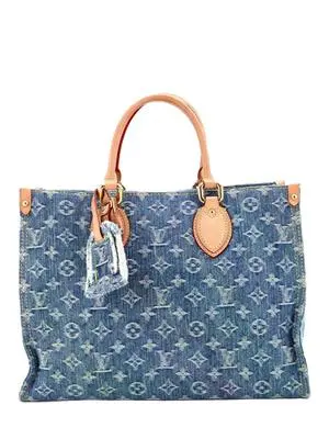 LOUIS VUITTON Onthego Monogram Denim Mm Tote Bag - Blue