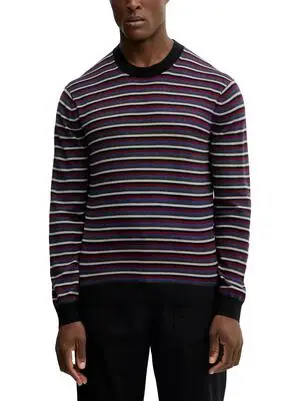 Armani Exchange Striped-pattern Round-neck Sweater - Blue