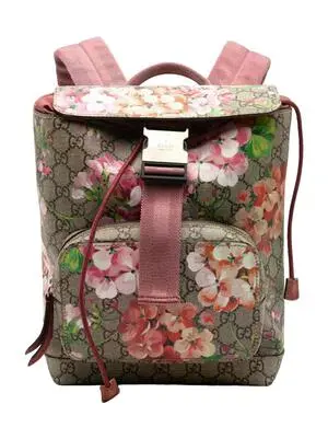Gucci Gg Supreme Blooms Single Buckle Backpack - Brown