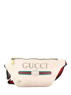 Gucci Logo Printed Leather Medium Belt Bag Neutrals