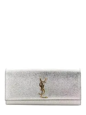 Saint Laurent Classic Monogram Long Clutch - Silver