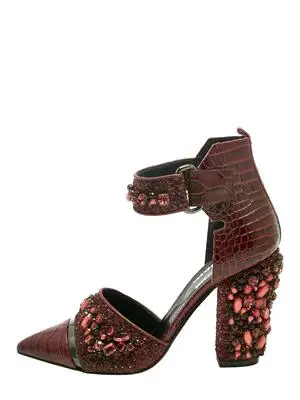 NICHOLAS KIRKWOOD Croc-embossed Crystal Embellished Pumps - Red