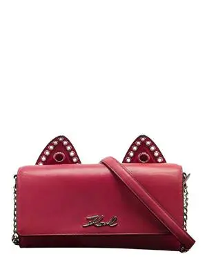 Karl Lagerfeld K/rocky Choupette Leather Crossbody Bag - Red