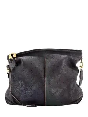 LOUIS VUITTON Selene Handbag Mahina Leather Mm Hobo Bag - Black