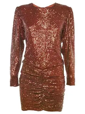 Retrofete Sequin Ruched Mini Dress - Brown