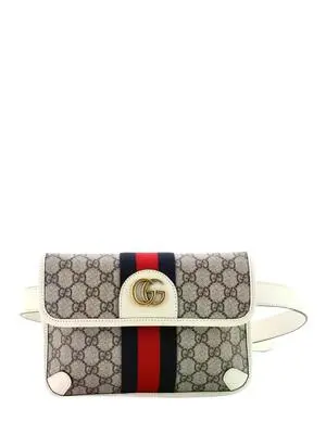 Gucci Ophidia Flap Gg Coated Canvas Belt Bag - Brown