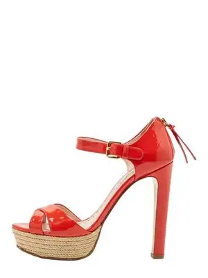 Miu Miu Platform Cross-strap Heeled Sandals - Red