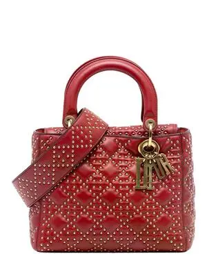 Dior 2017 Medium Studded Lady Handbag - Red