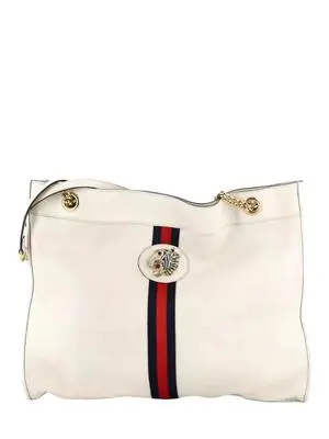Gucci Rajah Chain Leather Large Tote Bag - White