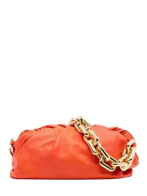 Bottega Veneta Lambskin Chain Pouch Shoulder Bag - Orange
