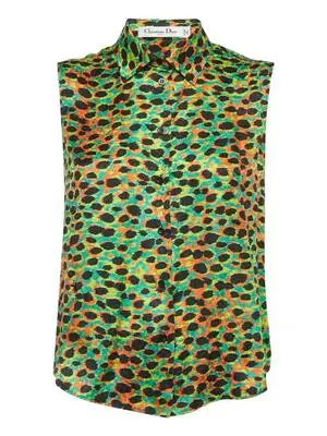 Dior Sleeveless Animal Print Shirt - Green