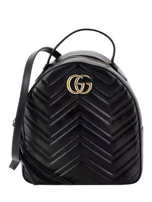 Gucci Gg Marmont Matelasse Leather Small Backpack - Black