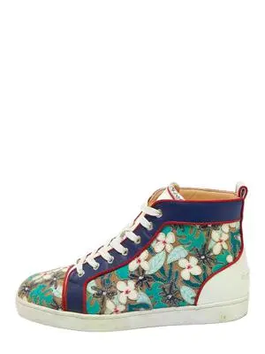 CHRISTIAN LOUBOUTIN Flower-patch High-top Sneakers - Blue