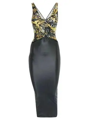 Versace Graphic-print Cut-out Midi Dress - Black