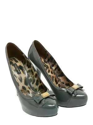 Dolce & Gabbana Patent-leather Bow-detail Pumps - Grey