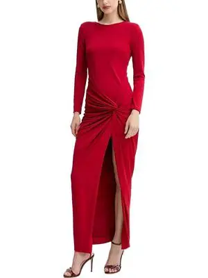 FRACOMINA Long-sleeve Twisted Maxi Dress - Red