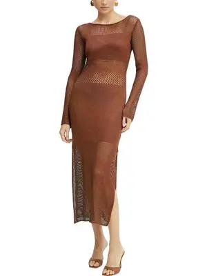 FRACOMINA Long-sleeve Knitted Dress - Brown