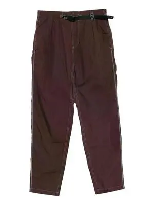 AND WANDER Contrast Stitch Belt Trousers - Brown