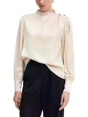 FRACOMINA Mock-neck Satin Top - Neutrals