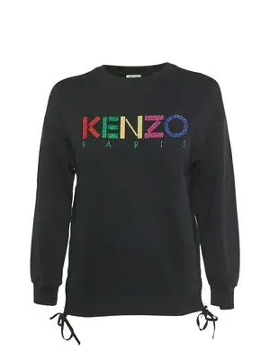 Kenzo Logo-detail Side-zip Sweatshirt - Black