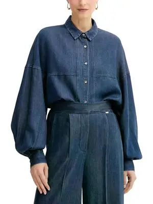 FRACOMINA Balloon-sleeve Denim Shirt - Blue