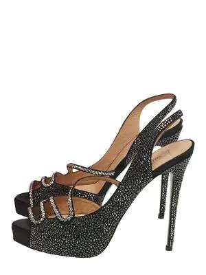 Valentino Garavani Crystal-embellished Slingback Sandals - Black