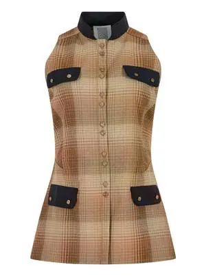 Rosie Assoulin Plaid Button Top - Neutrals