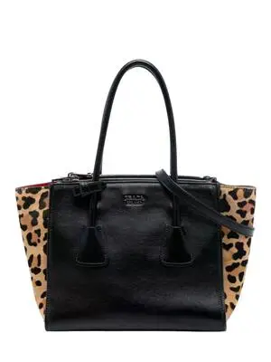Prada Glace Calf Ponyhair Twin Pocket Satchel - Black