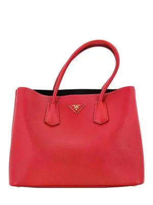 Prada Cuir Double Saffiano Leather Large Tote Bag - Red