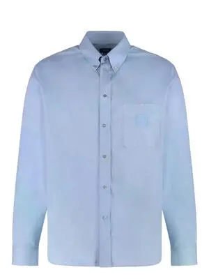 Fendi Logo-embroidered Chest-pocket Shirt - Blue