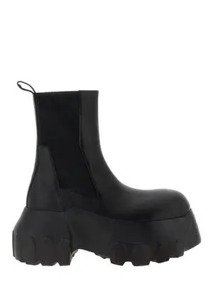 Rick Owens Elastic-detail Leather Ankle Boots - Black