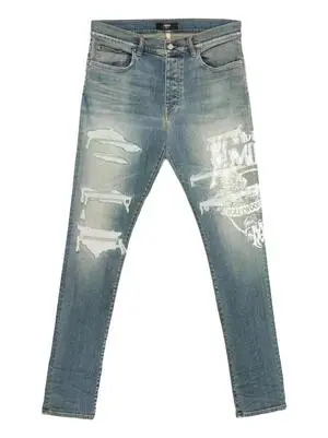 Amiri Ripped Print Jeans - Blue