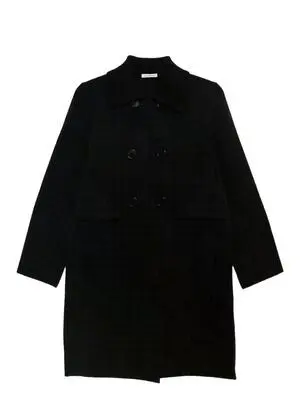 LEBOR GABALA Check Double-breasted Coat - Black