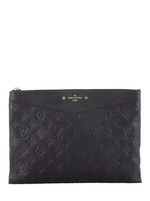 LOUIS VUITTON Daily Monogram Empreinte Leather Pouch - Black