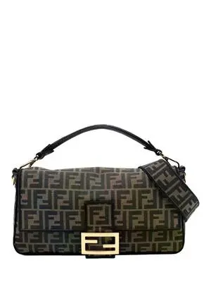 Fendi 2000-2010 Large Zucca Canvas Baguette Satchel - Brown
