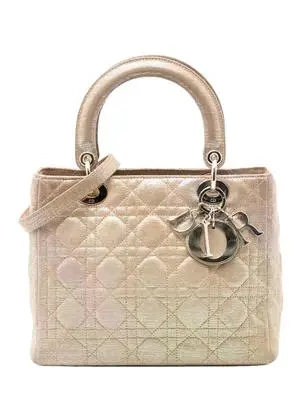DIOR Christian Dior 2007 Medium Iridescent Lambskin Cannage Lady Dior Satchel