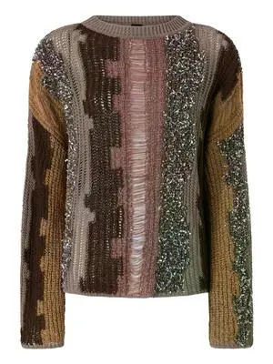 Pinko Sequin Striped Sweater - Brown