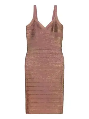 Herve Leger V-neck Bandage Dress - Pink
