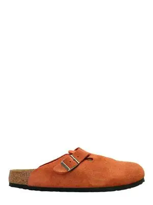 BIRKENSTOCK Boston Buckle Suede Clogs - Orange