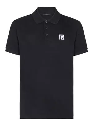 Balmain Logo-embroidered Polo Shirt - Black