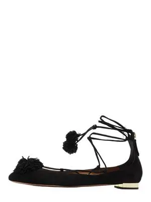 AQUAZZURA Sunshine Tassel Flat Pumps - Black
