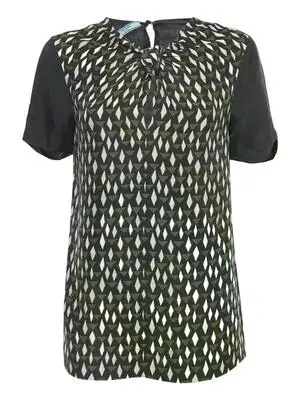 Prada Geometric-print Silk Top - Black