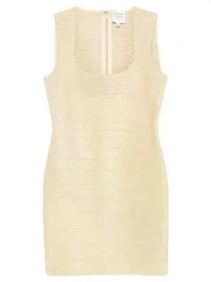 Herve Leger Mirabel Ribbed Mini Dress - Gold