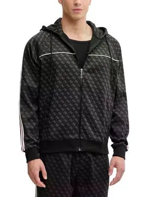 Guess Monogram Pattern Striped Hoodie - Black